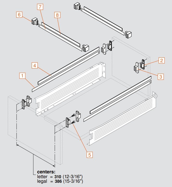 Blum Metabox Metafile Rail Support Brackets | Advanced Hardware Supply